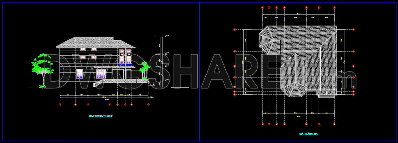 Autocad Drawing Of 2-Story Modern Villa 24.5mx26.7m For Download