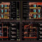 Autocad Drawing Of 3-Story House Plans, Elevations And Sections 8.2x9m ...