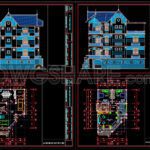 Autocad Drawing Of 4-Story House Plans, Elevations And Sections 10 ...