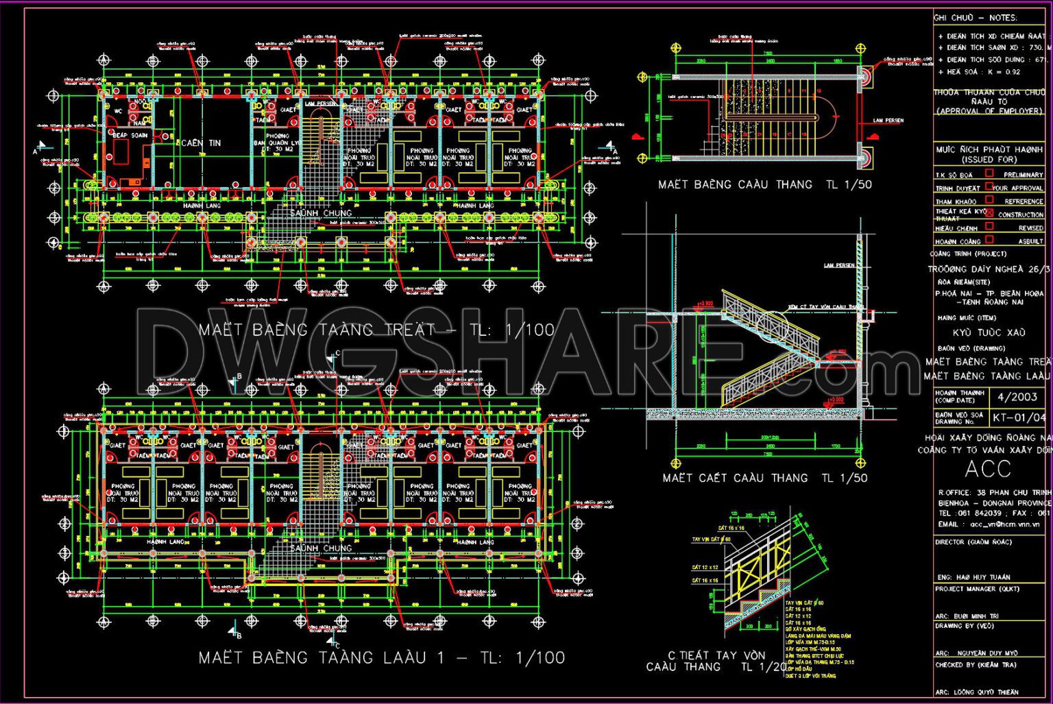 Autocad Drawings Of 2-Story Vocational school 11.9m x 35.5m For Download
