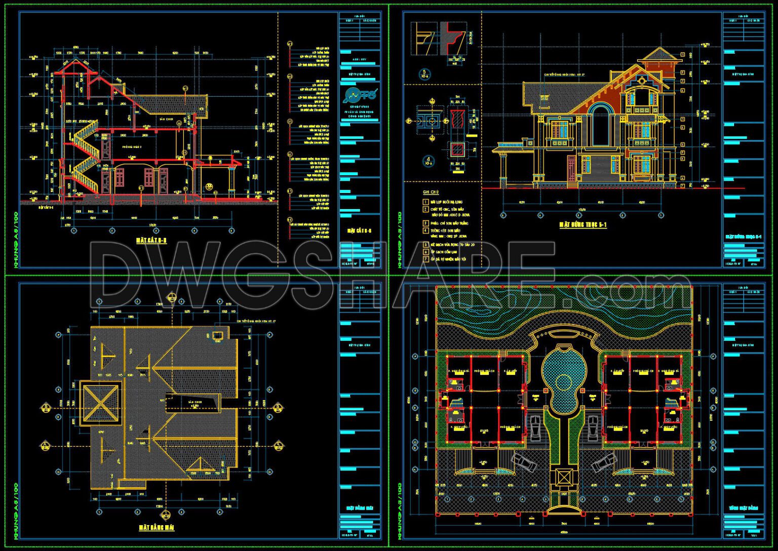 Autocad Drawings Of 3-Story Modern House 17m x19m For Download