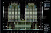 Autocad detailed drawings of a 11-story twin tower commercial center ...