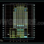 Autocad detailed elevation drawing of a 21-story twin tower commercial ...
