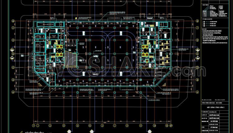 Autocad floor plans of the basement levels of the commercial center ...