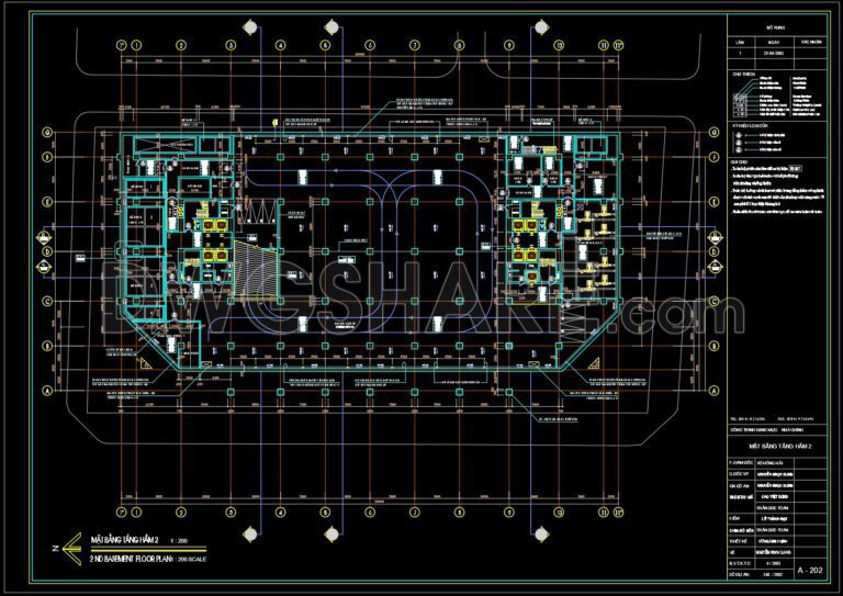Autocad floor plans of the basement levels of the commercial center ...