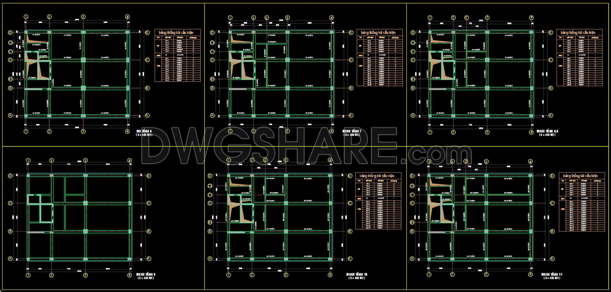 The Autocad drawings of a 15-story office building design with an area ...
