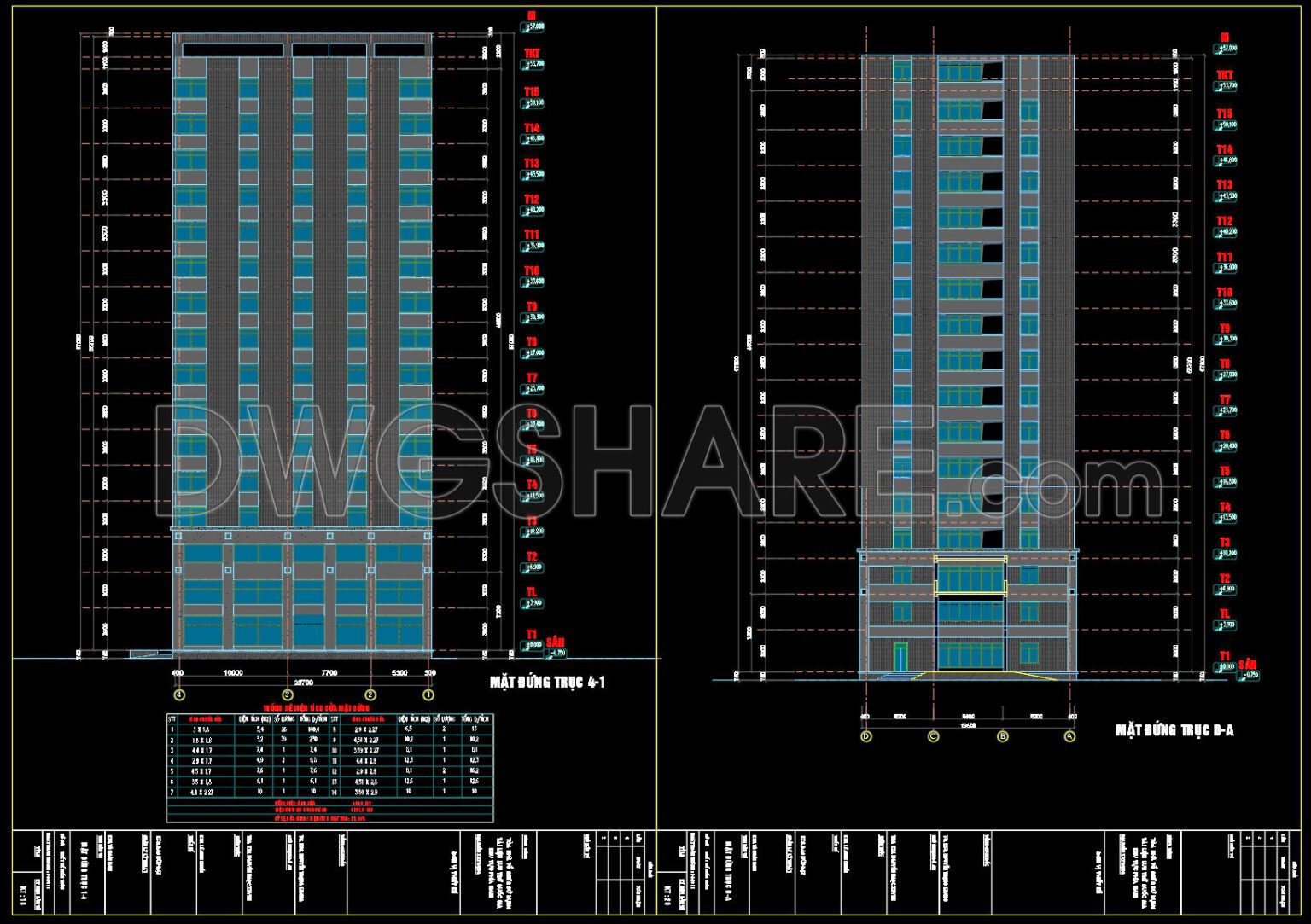 The Autocad drawings of a 15-story office building design with an area ...