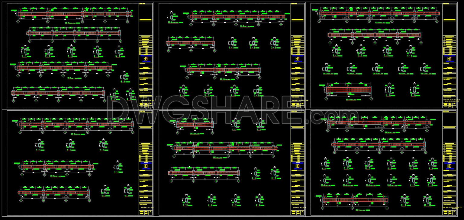 The Autocad drawings of a 5-story hotel design with an area of 15m x 28m