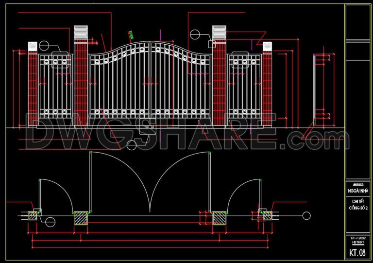 118.Gate and Fence DWG With Detailing For Free Download | Free Cad Blocks, download DWG models ...
