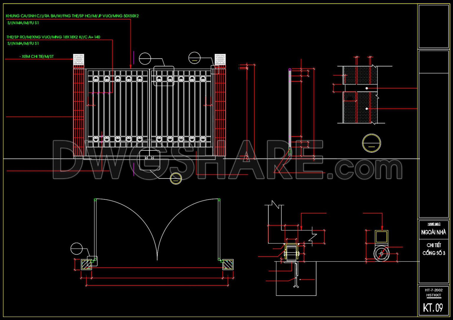 118.Gate and Fence DWG With Detailing For Free Download | Free Cad Blocks, download DWG models ...