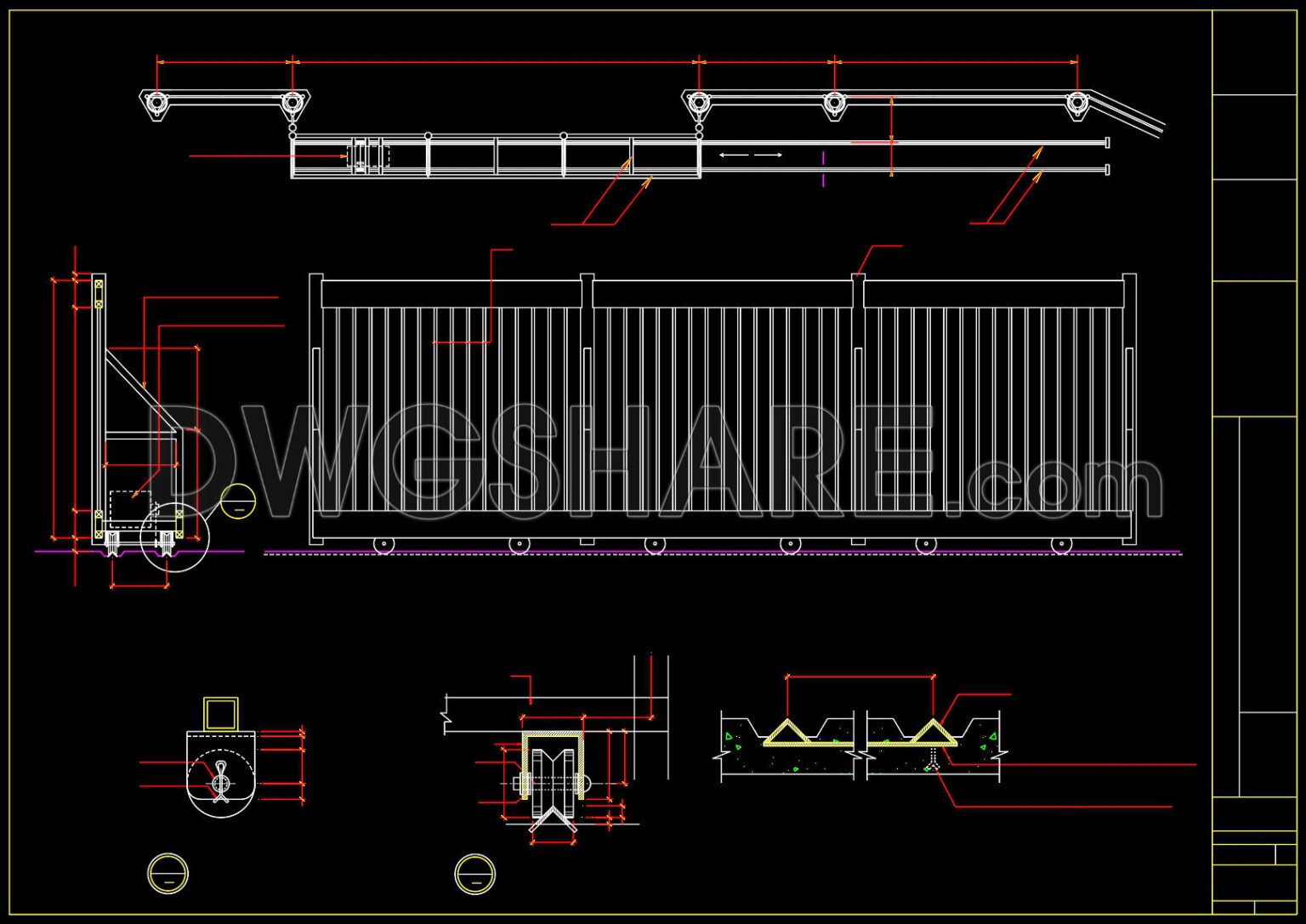 119.Gate and Fence DWG With Detailing For Free Download