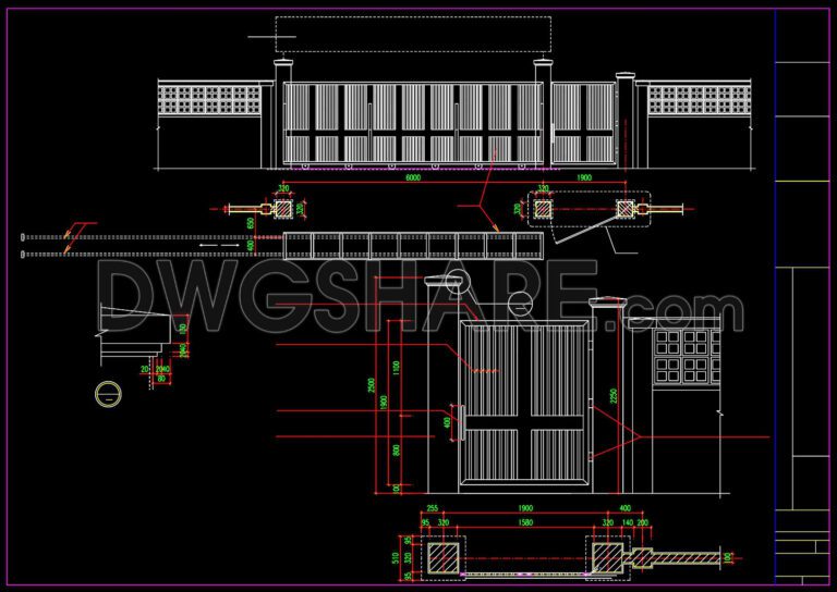 121.Gate and Fence DWG With Detailing For Free Download