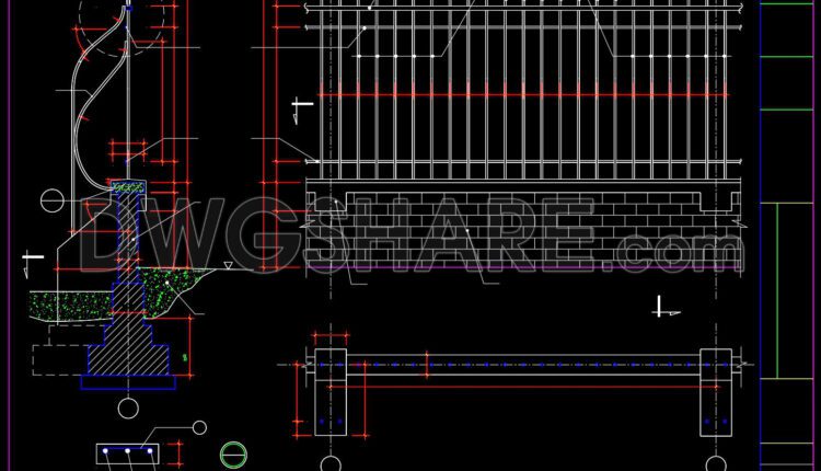 122.Gate and Fence DWG With Detailing For Free Download - Free Cad ...