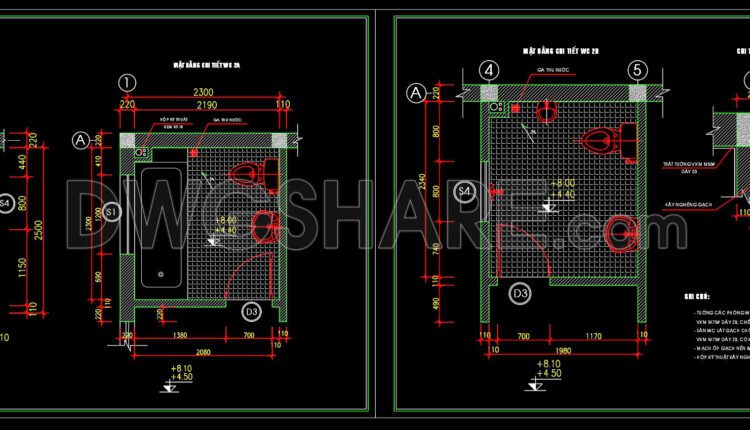 137.WC Layout Plan and elevations details AutoCAD drawing download ...