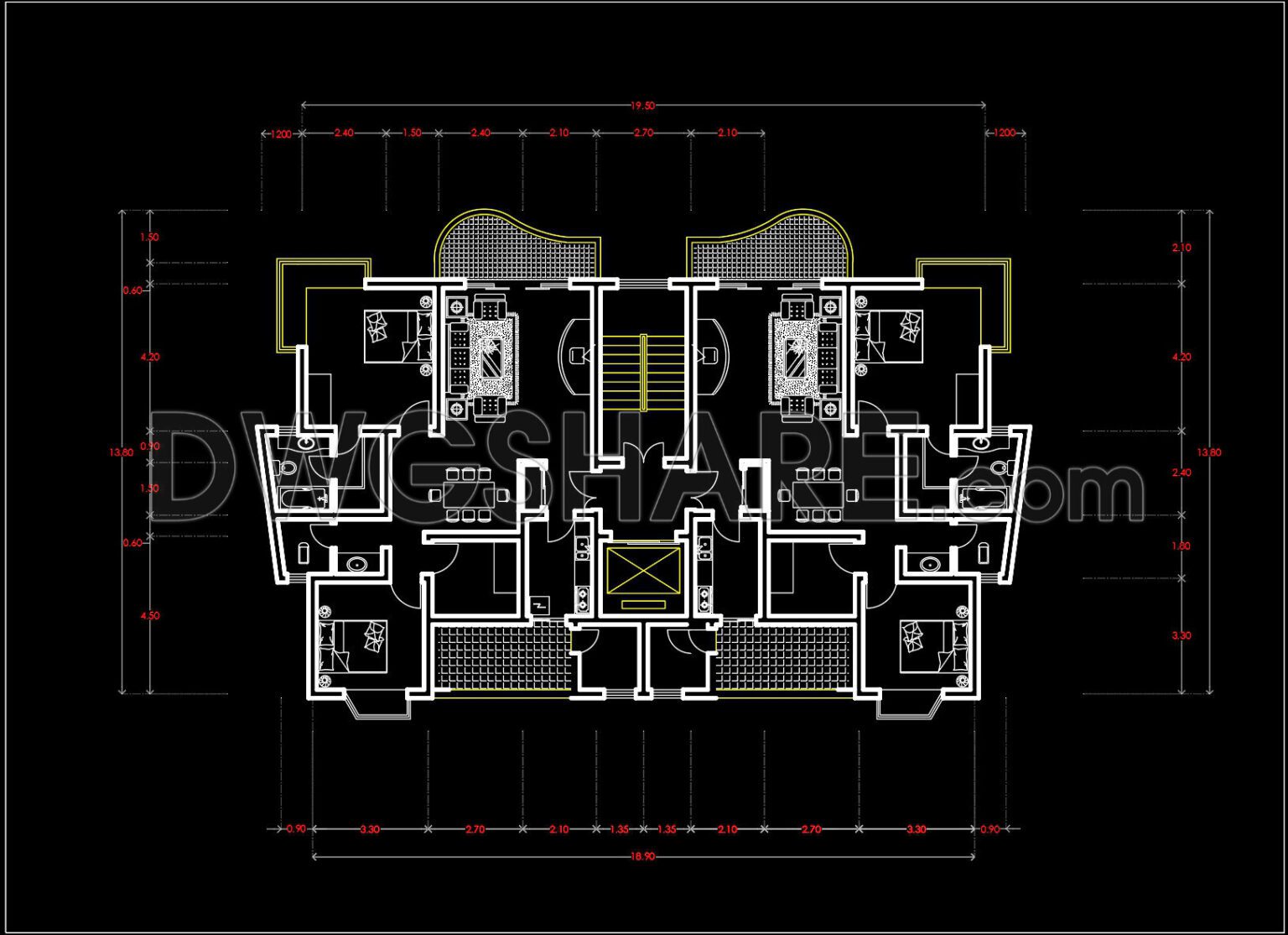 140.Apartment Plan AutoCAD File Free Download