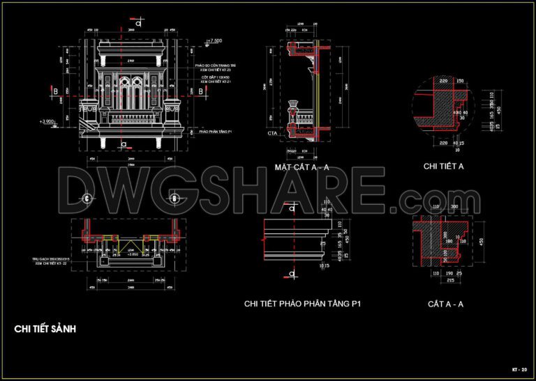 174.Detailed AutoCAD drawings of vertical elevations and classic balconies