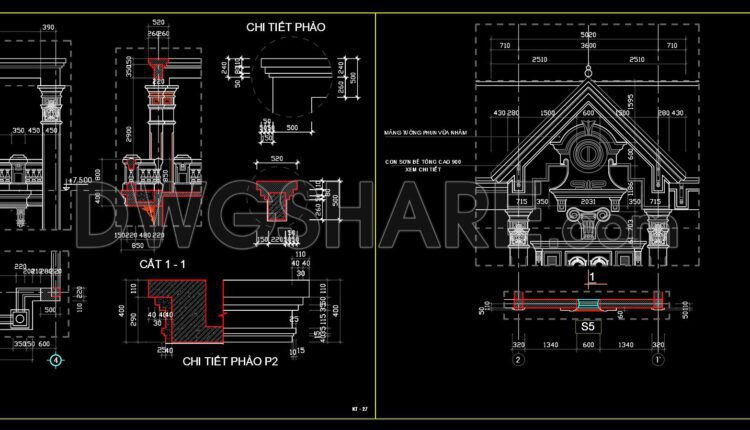 176.Detailed AutoCAD drawings of vertical elevations and classic ...