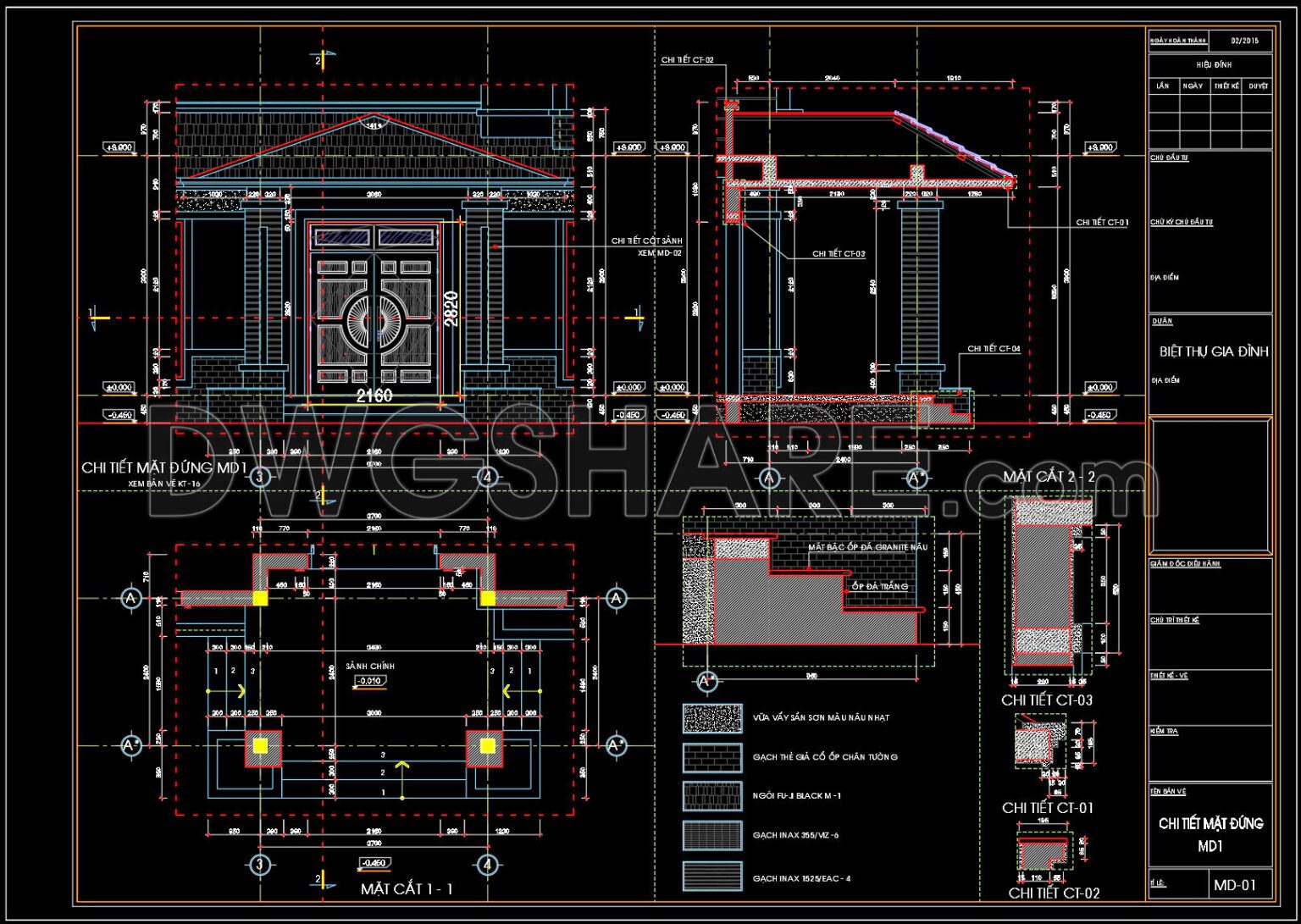 177.Autocad drawing of detailed foyer entrance facade of the house for ...
