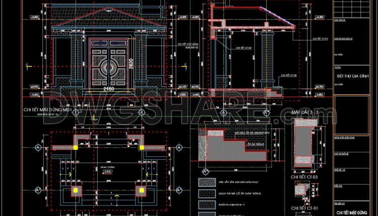 177.Autocad drawing of detailed foyer entrance facade of the house for ...
