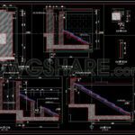 178.Autocad drawing of detailed vertical facade, roof gutter drainage ...