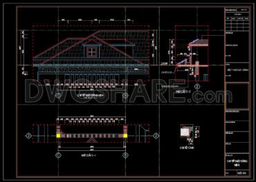 179.Autocad drawing of detailed house roof, roof gutter drainage ...