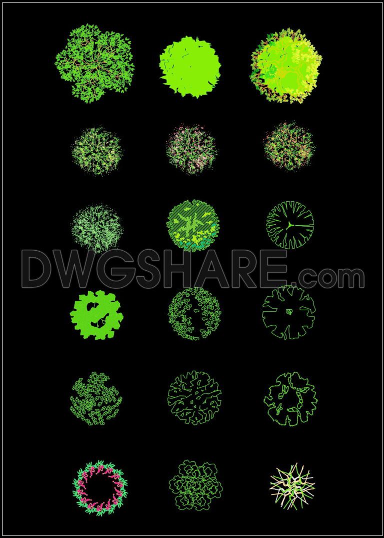 39.Autocad Drawings Of Tree In Top View For Download