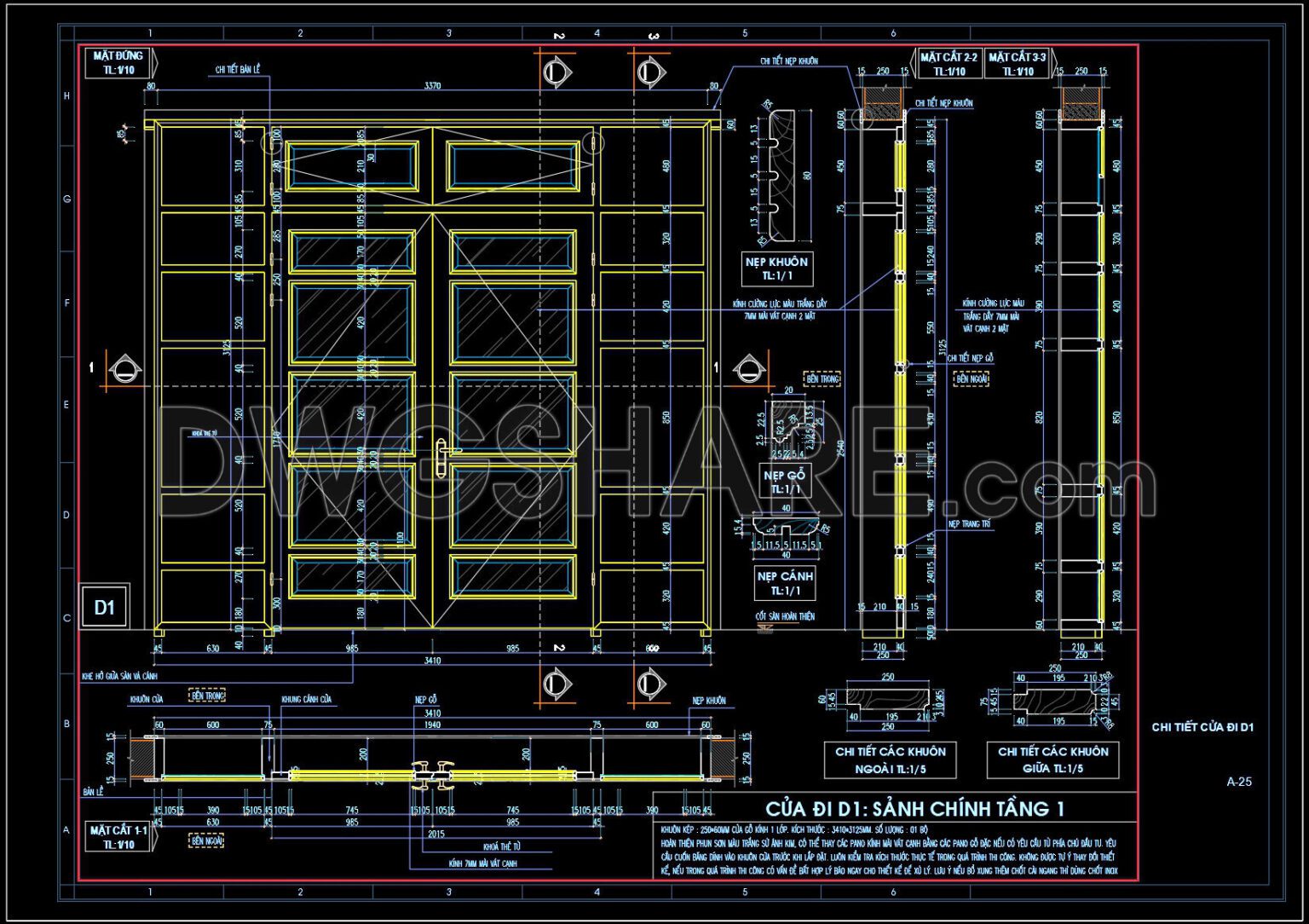 407.Detailed AutoCAD Drawings Of Door For Download
