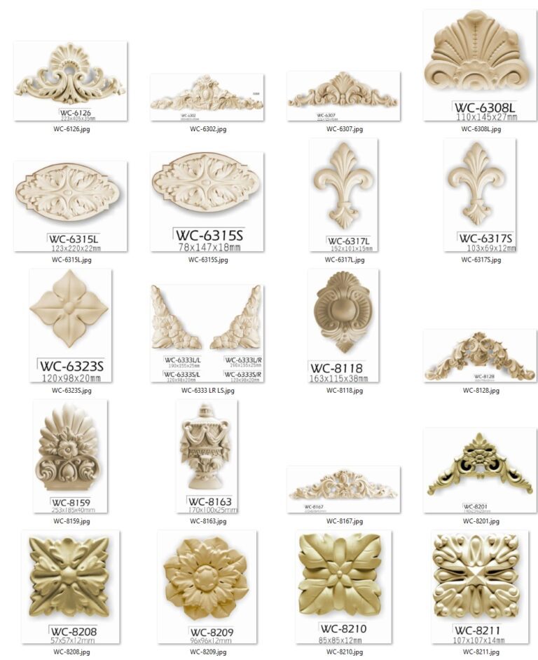 60 models of gypsum components, corner flowers, carved flowers, and ...