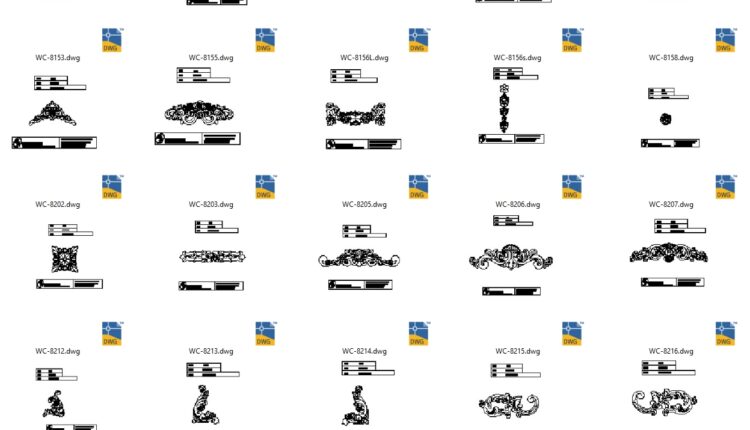 60 models of gypsum components, corner flowers, carved flowers, and ...