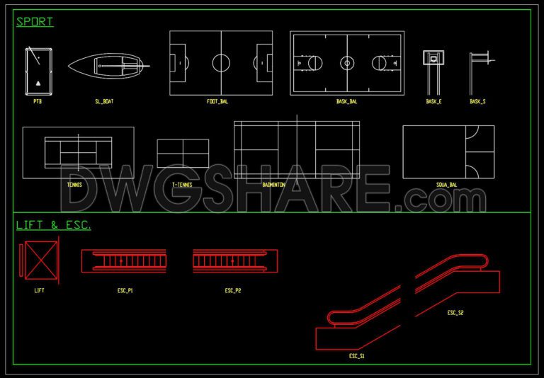 8.Autocad Drawing Of Football field, basketball court, tennis court ...