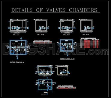 87.Autocad Drawings Of Details Of Valves Chambers For Download