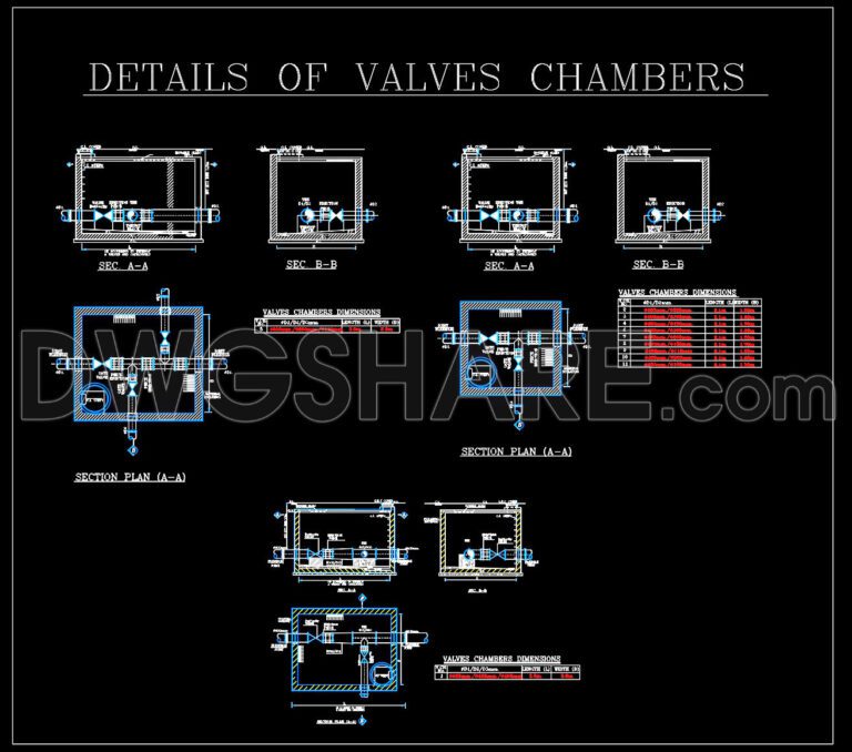 87.Autocad Drawings Of Details Of Valves Chambers For Download