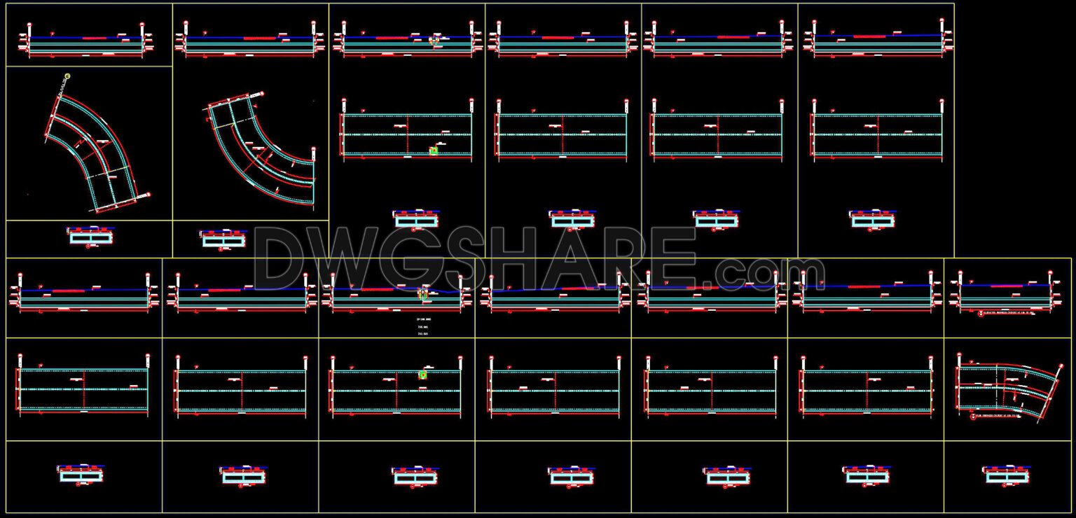 91.Autocad Drawing Of Box Culvert Curved Concrete Layout For Download