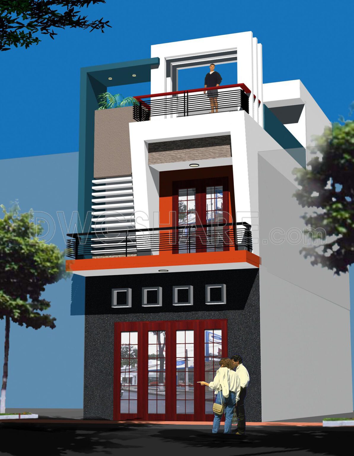 Drawings Of 2-Story House A Complete Project 5mx20m For Download
