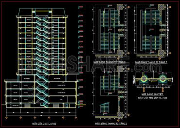 The Autocad drawings of a 15-story Apartment Building design with an ...