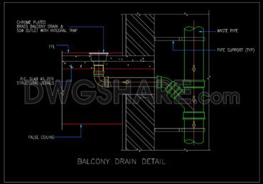 103. Autocad Drawing Of Balcony Drain Detail For Download