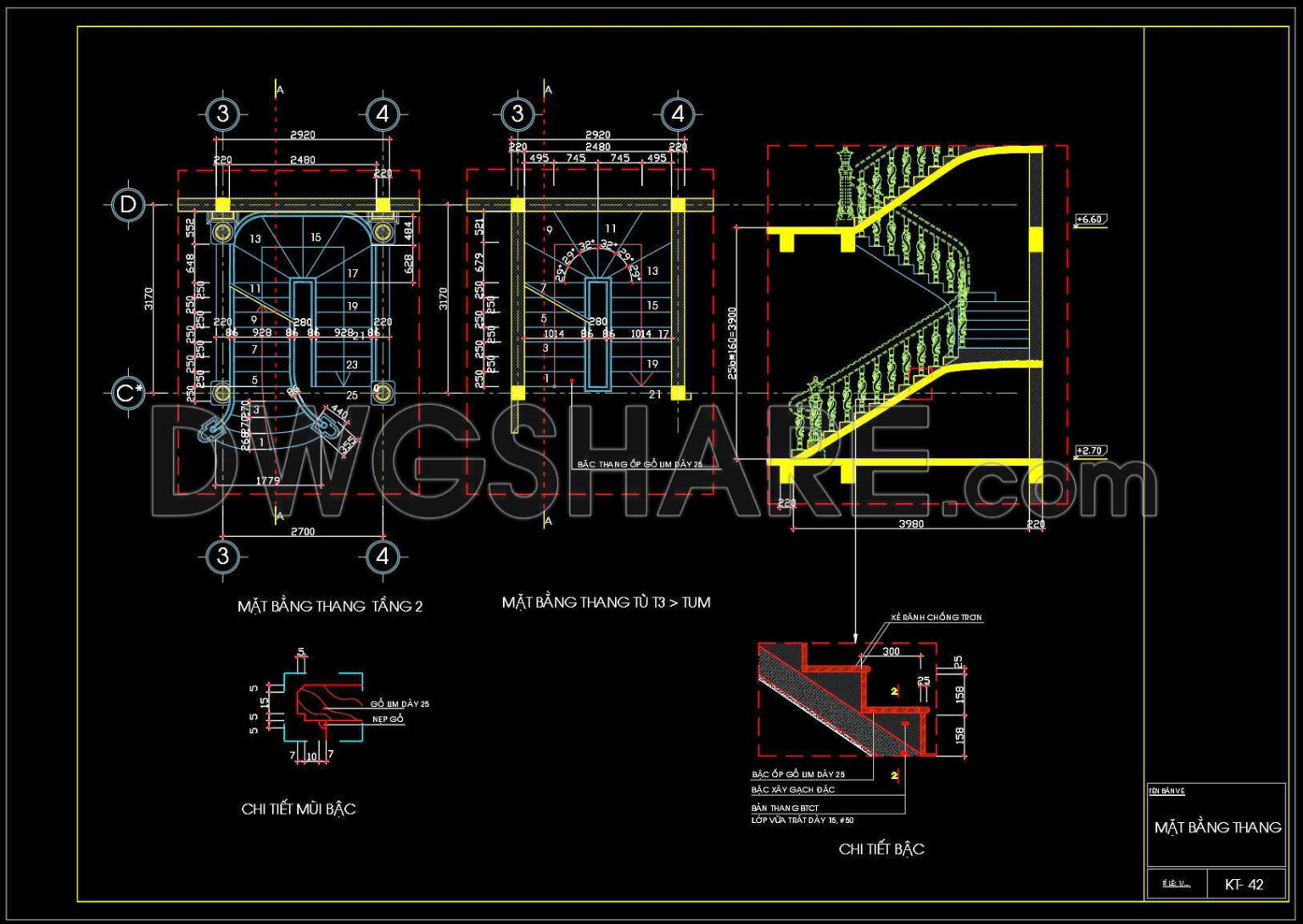 108.Detailed drawings of stairs in autocad file