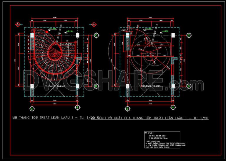 109.Detailed drawings of stairs in autocad file