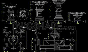 78.Flag Pole Elevation and Sections Details Autocad file