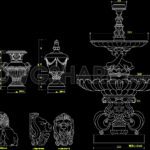 143.Autocad detailed drawings of various types of water fountains and ...