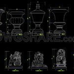 143.Autocad detailed drawings of various types of water fountains and ...