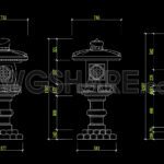 144.Autocad detailed drawings of various types of garden stone lights ...