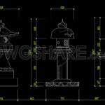 144.Autocad detailed drawings of various types of garden stone lights ...