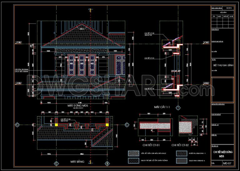 180.Autocad drawing of detailed vertical facade, roof gutter drainage ...