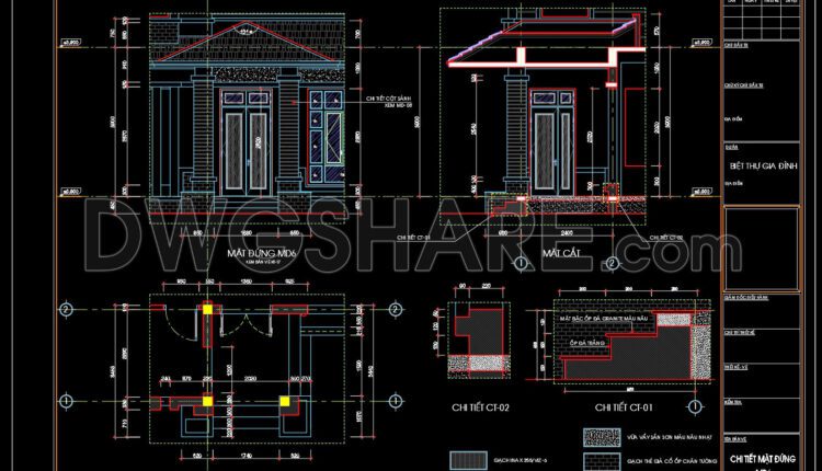 181.Autocad drawing of detailed foyer entrance facade of the house for ...