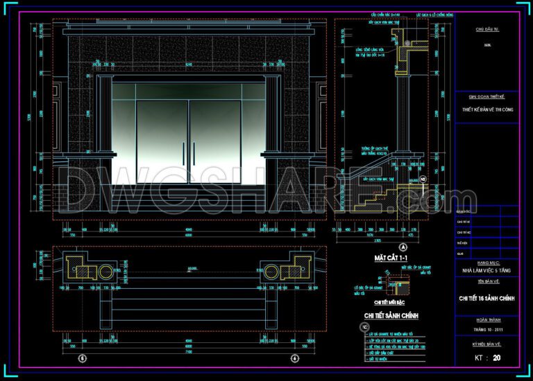 183.Autocad detailed design drawing of the main lobby of the office ...