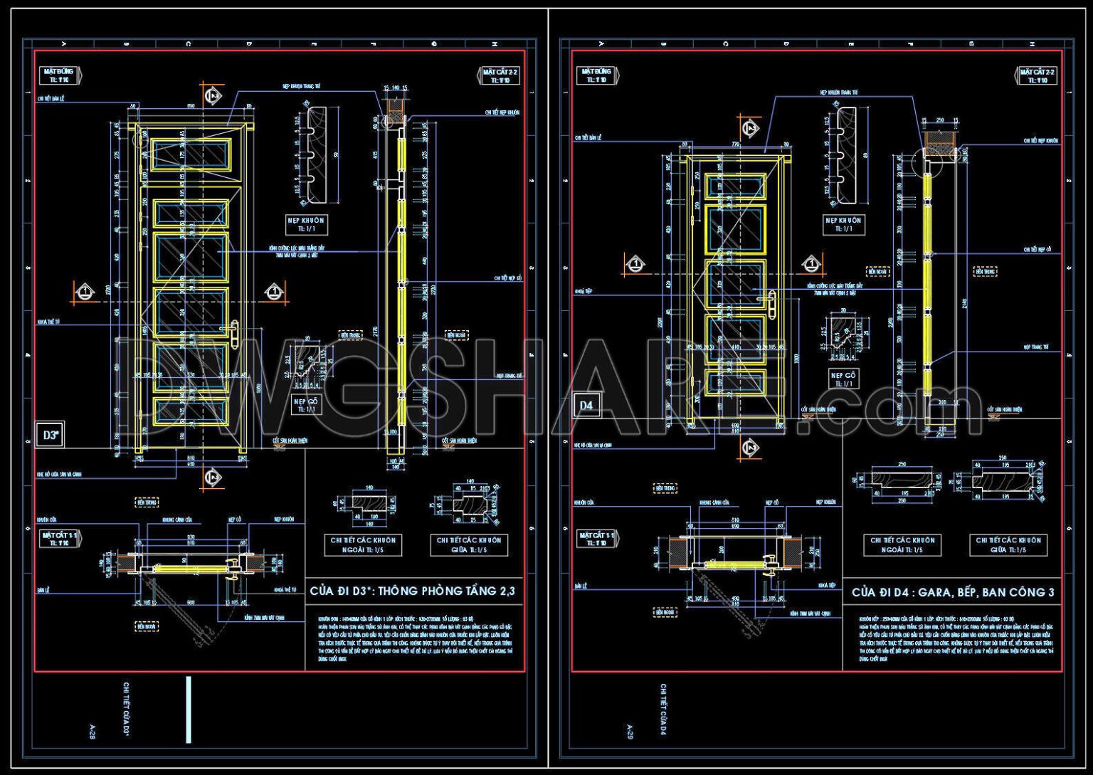 409.Detailed AutoCAD Drawings Of Door For Download