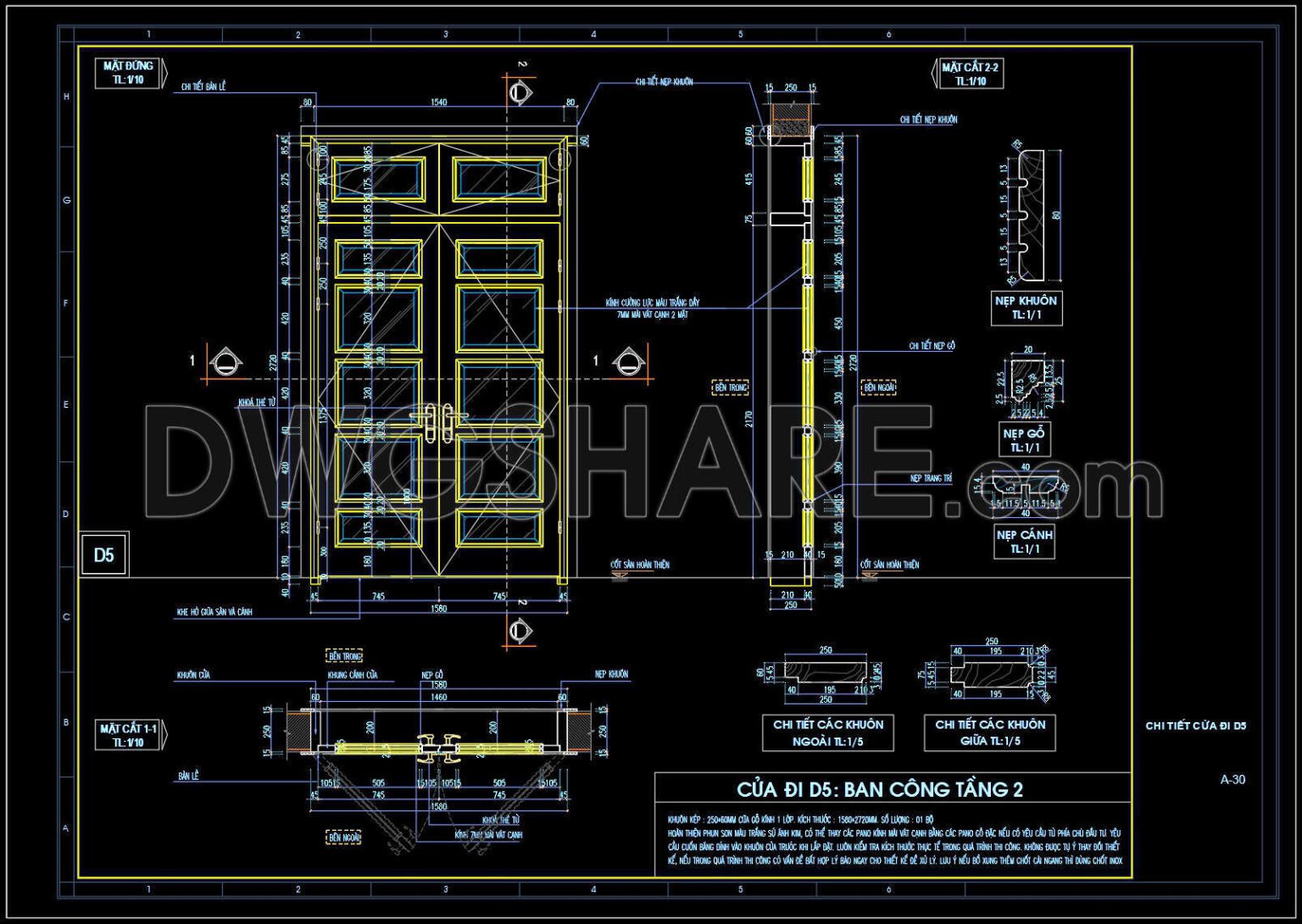 410.Detailed AutoCAD Drawings Of Door For Download