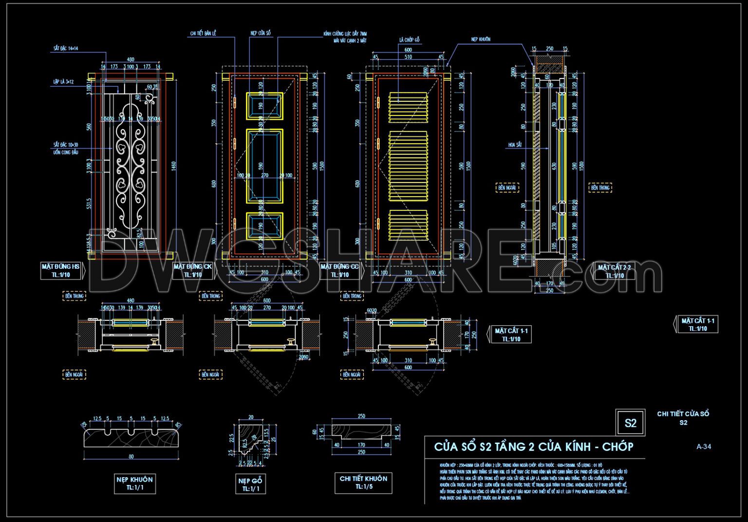 412.Detailed AutoCAD Drawings Of Door For Download