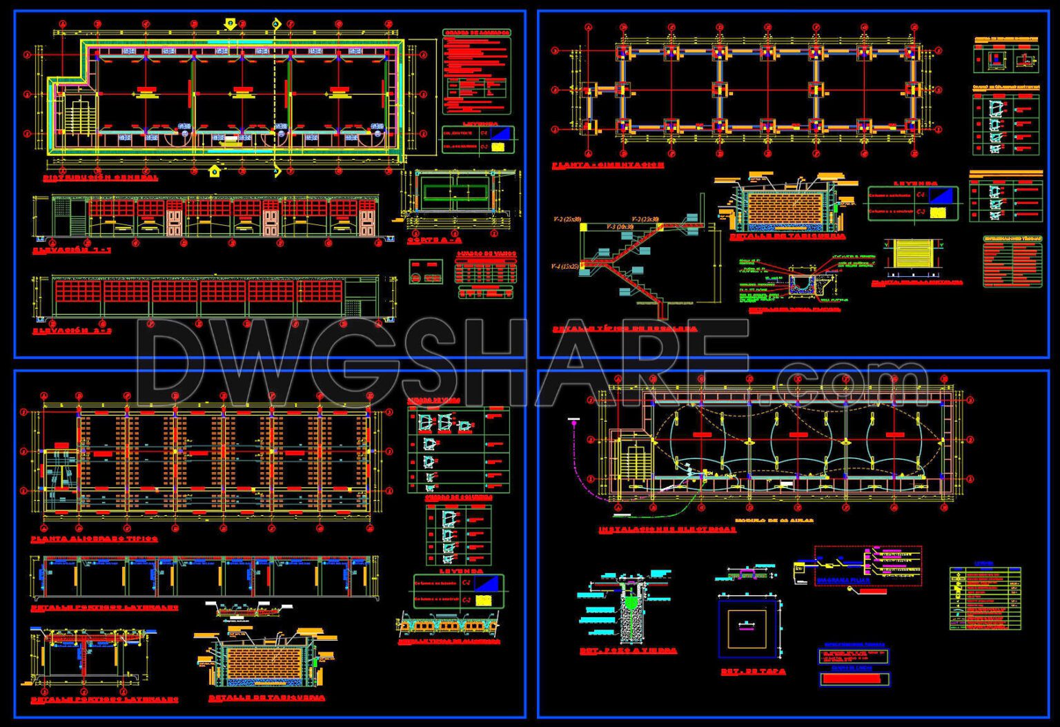 96.Autocad Drawing Of Classrooms Structural and Electrical Details For ...